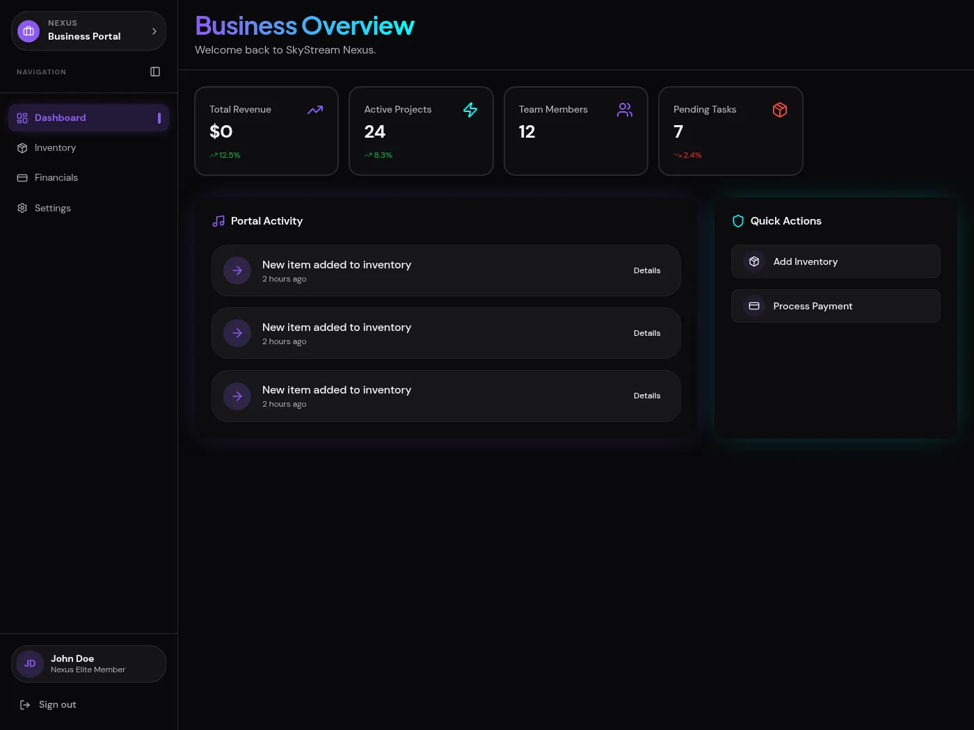 SkyStream Nexus Dashboard
