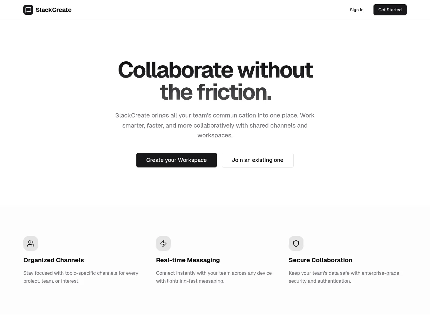 SlackCreate Clone