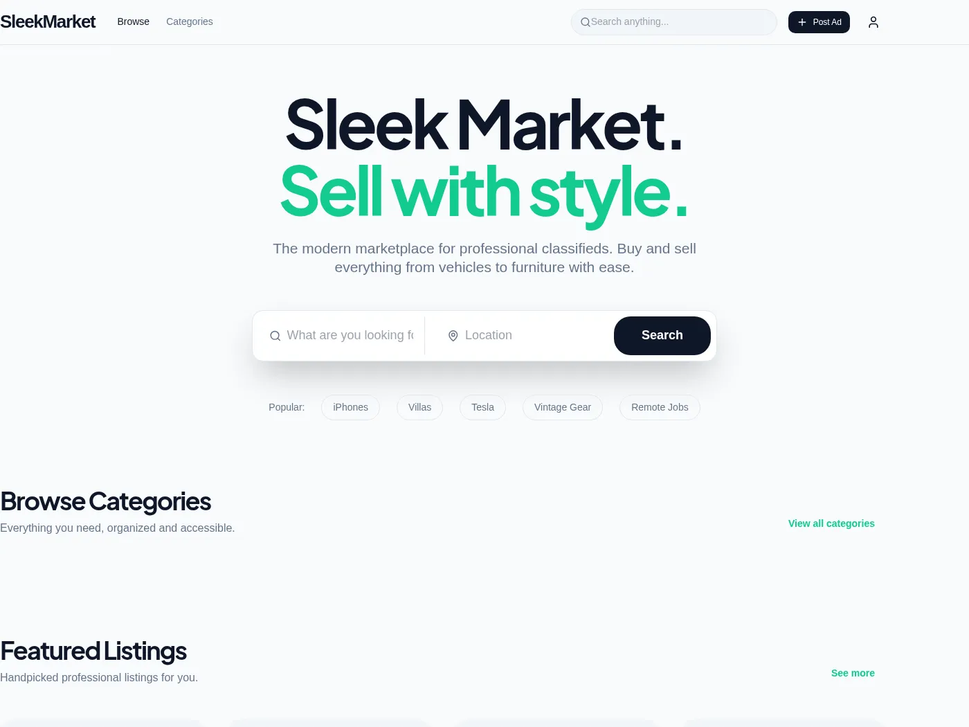 SleekMarket Classifieds