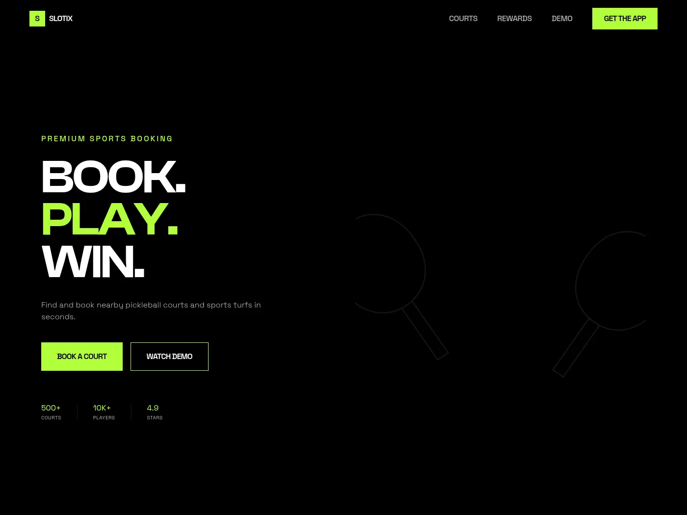 Slotix Sports Booking Landing