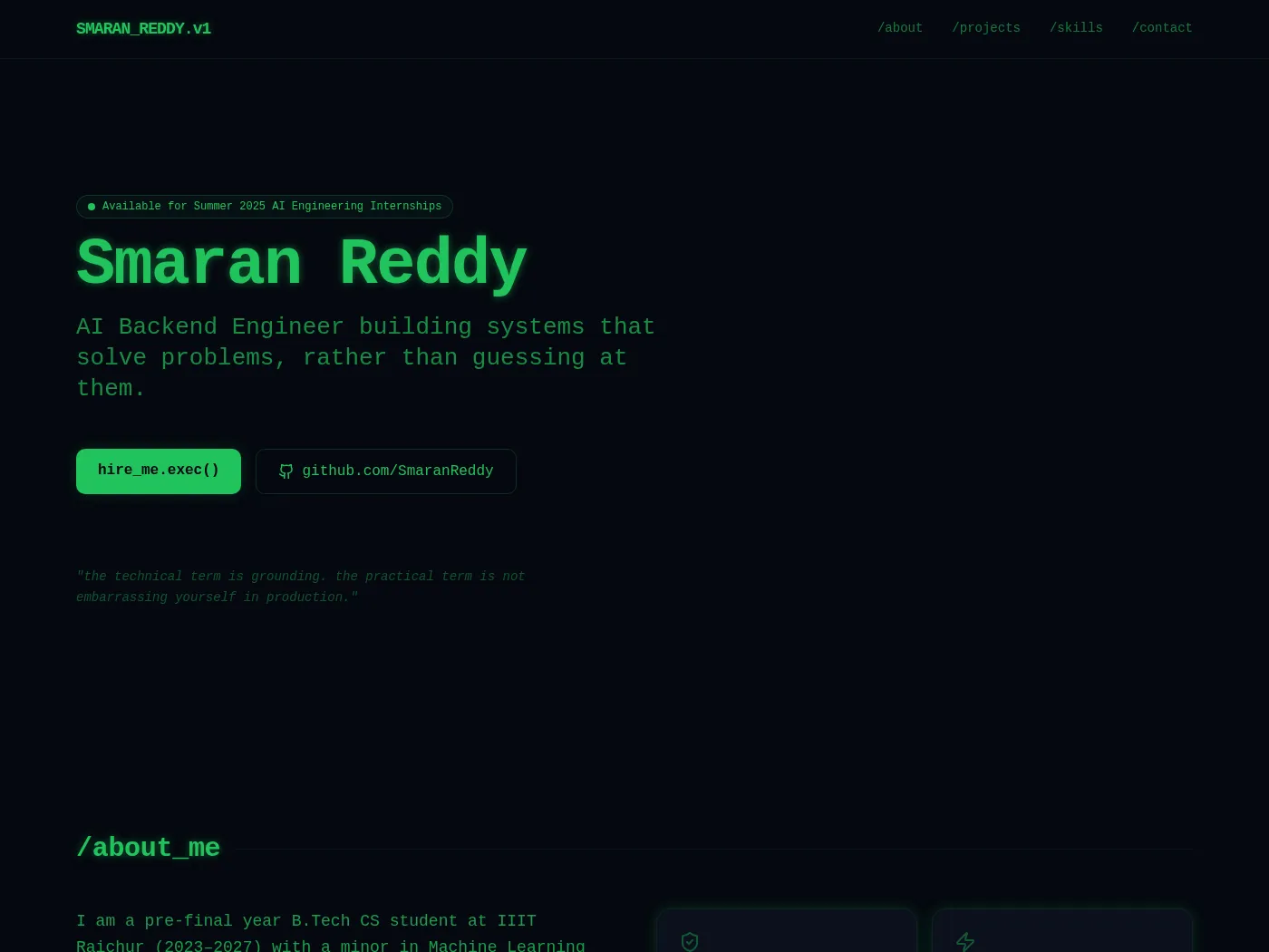 Smaran Reddy Engineer Portfolio