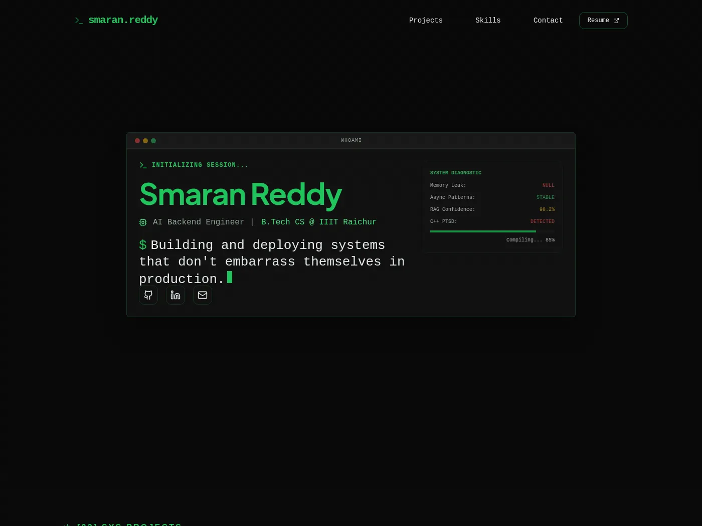 Smaran Reddy Terminal Portfolio