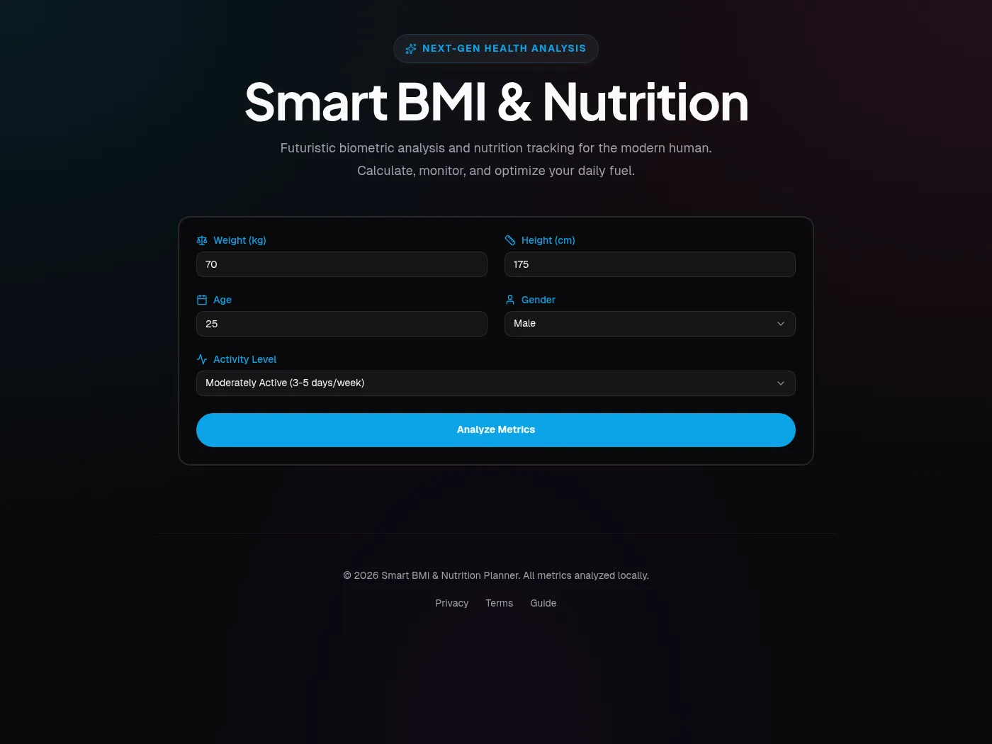 Smart BMI Nutrition Planner