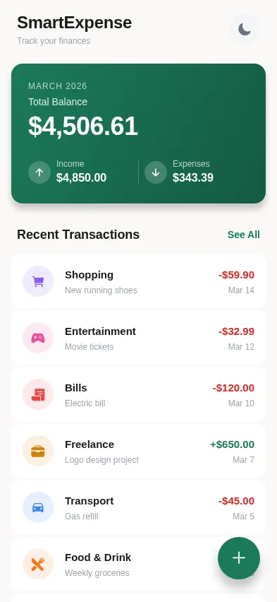 SmartExpense Web Tracker