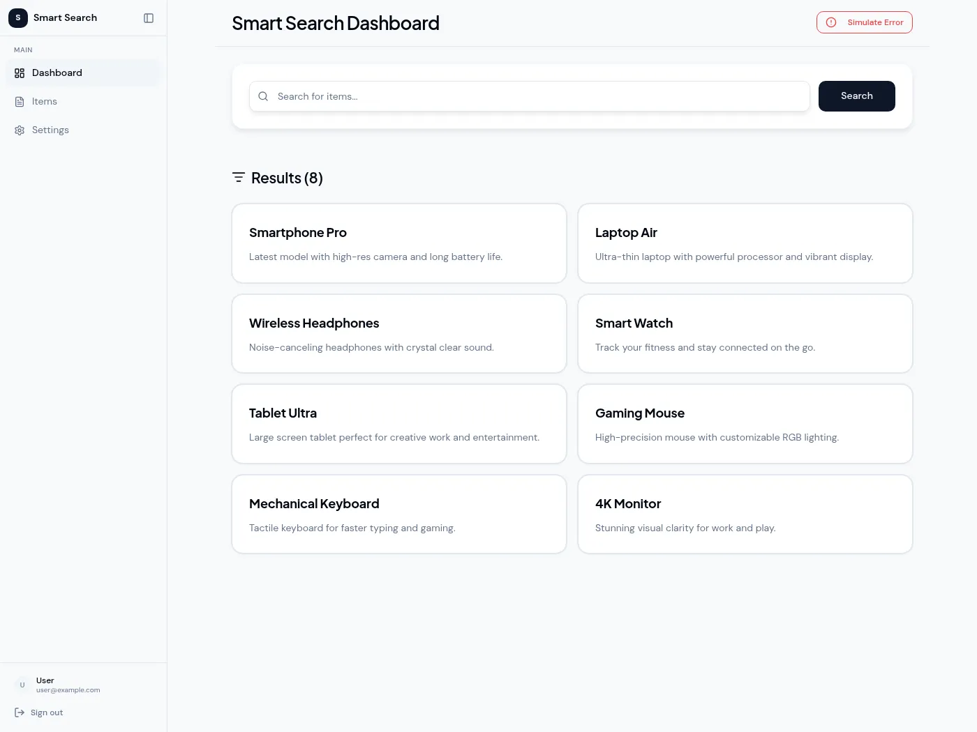 Smart Search Dashboard