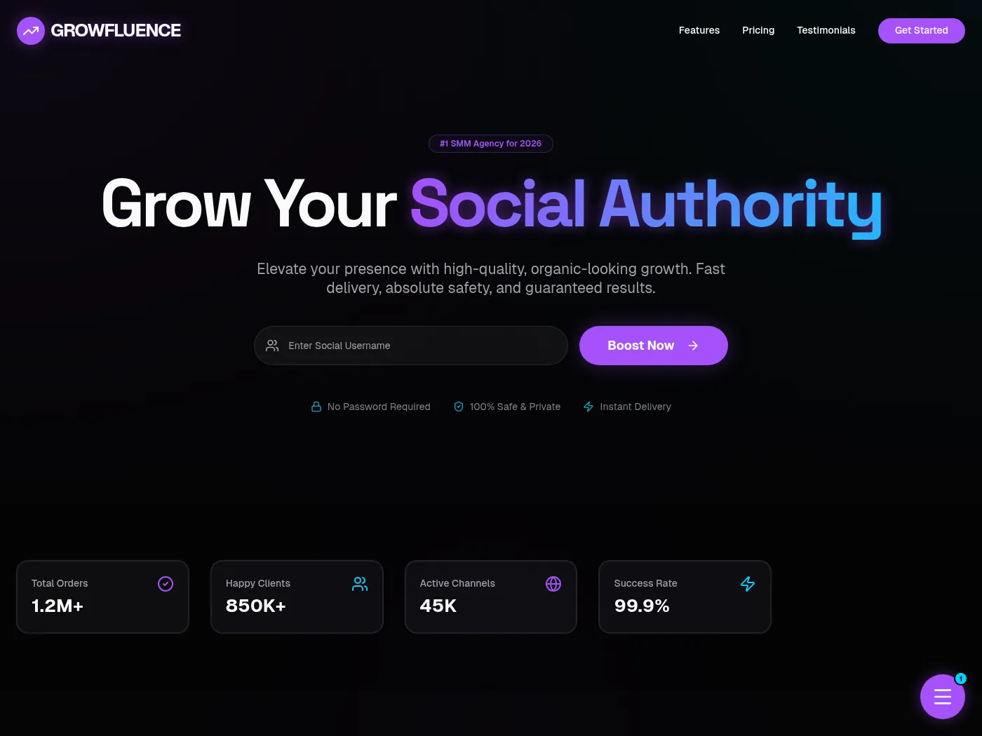 Growfluence Landing Page
