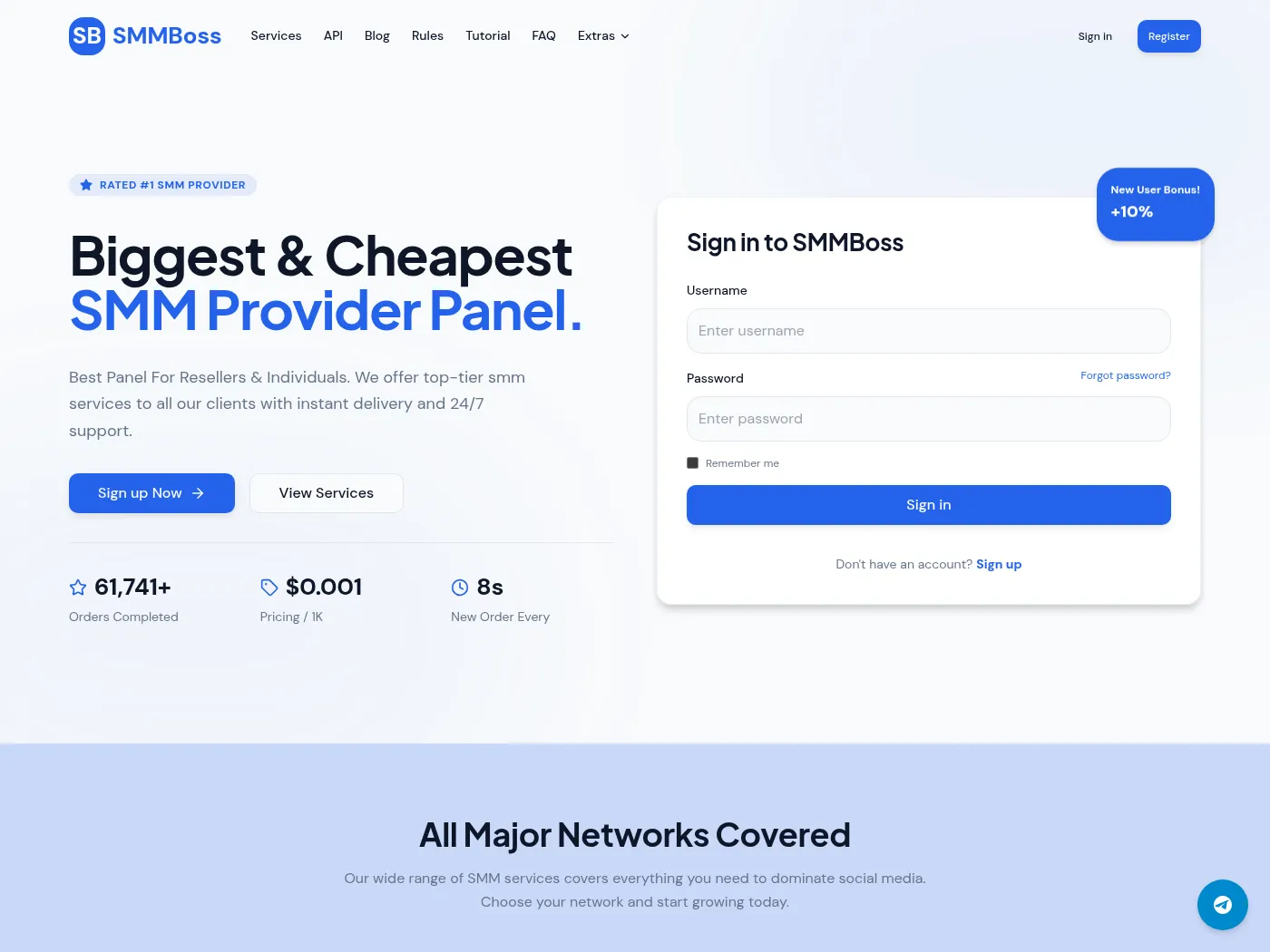 SMMBoss Landing Page
