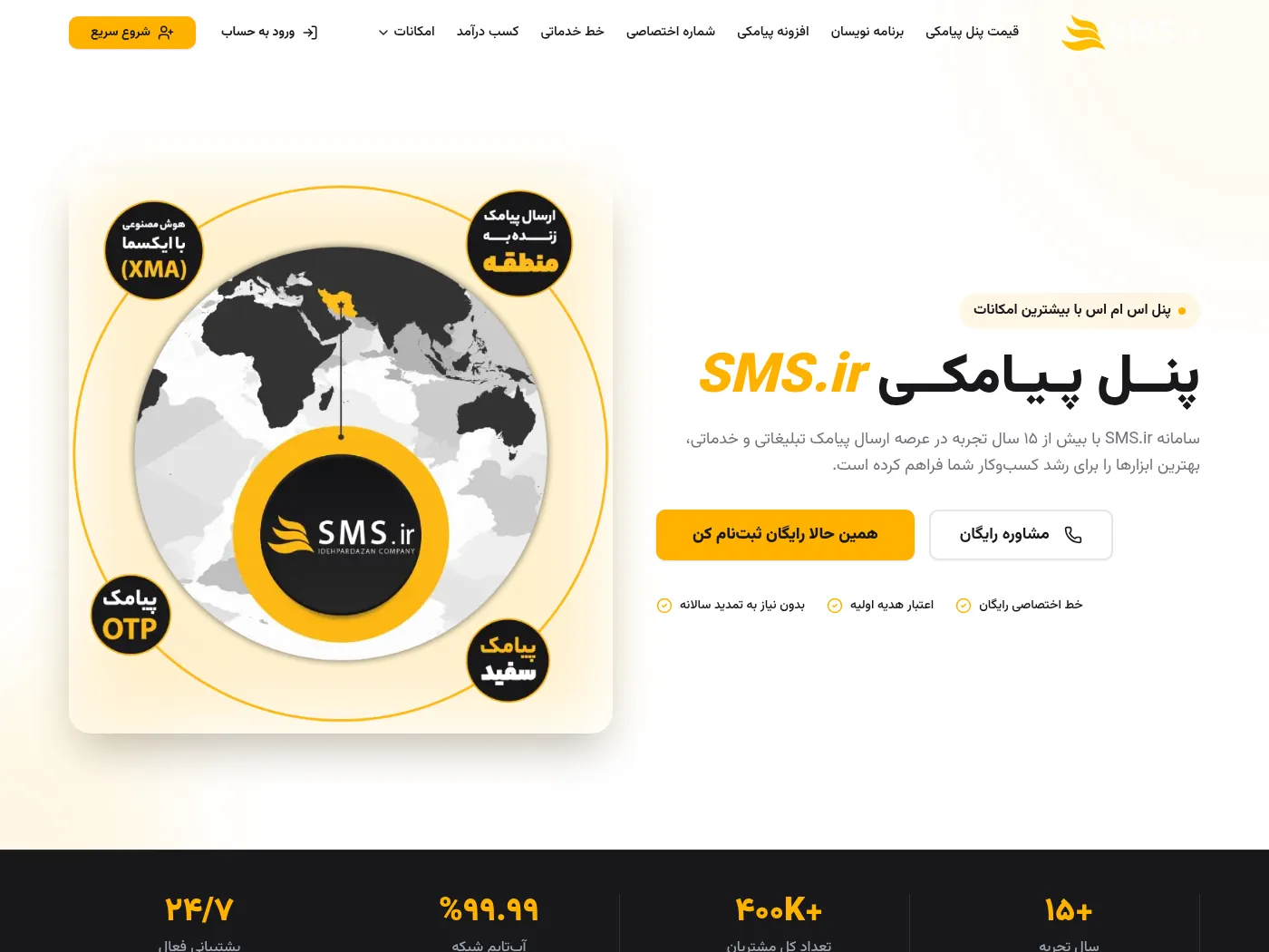 SMS.ir Web Clone