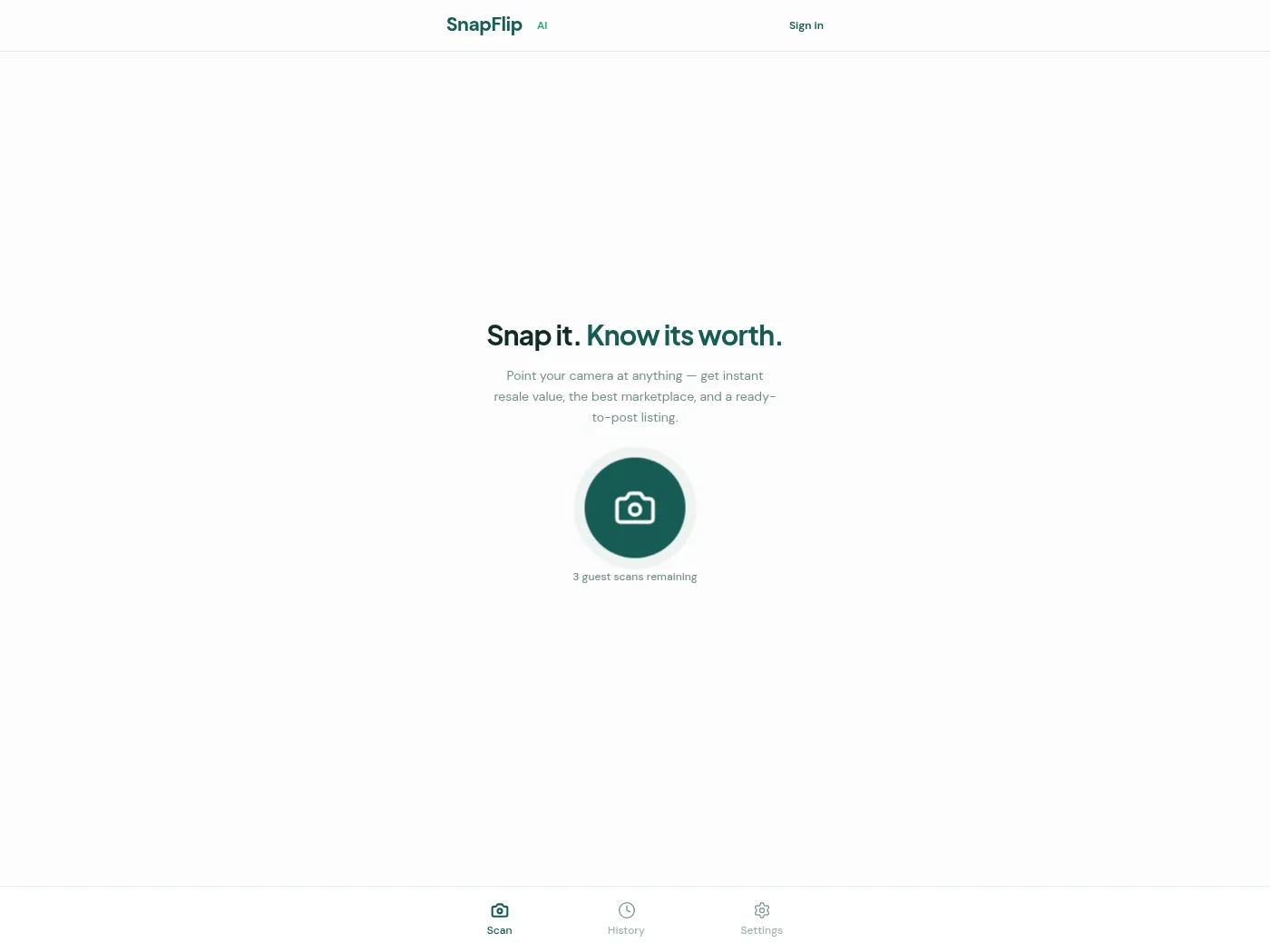 SnapFlip AI Resale Scanner