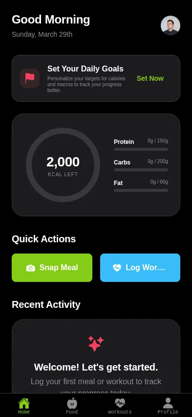 SnapMeal Fitness App