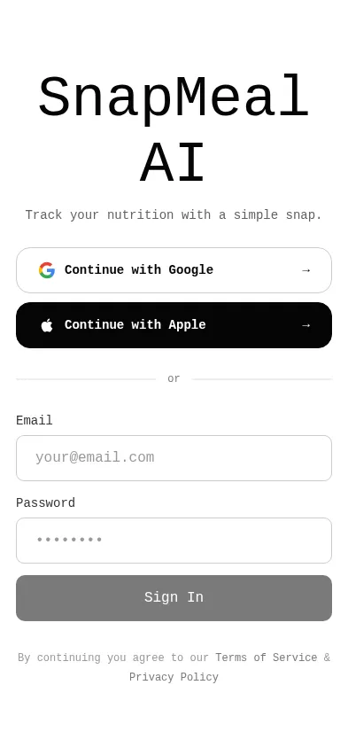 SnapMeal Nutrition AI