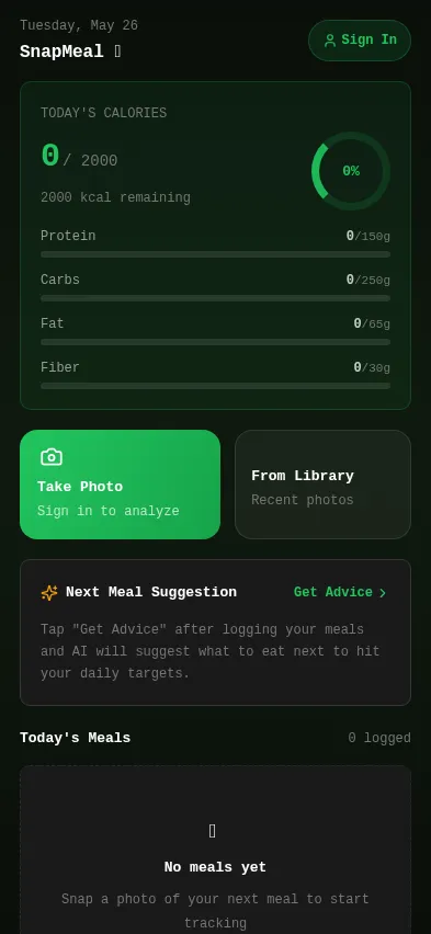 SnapMeal Nutrition Tracker