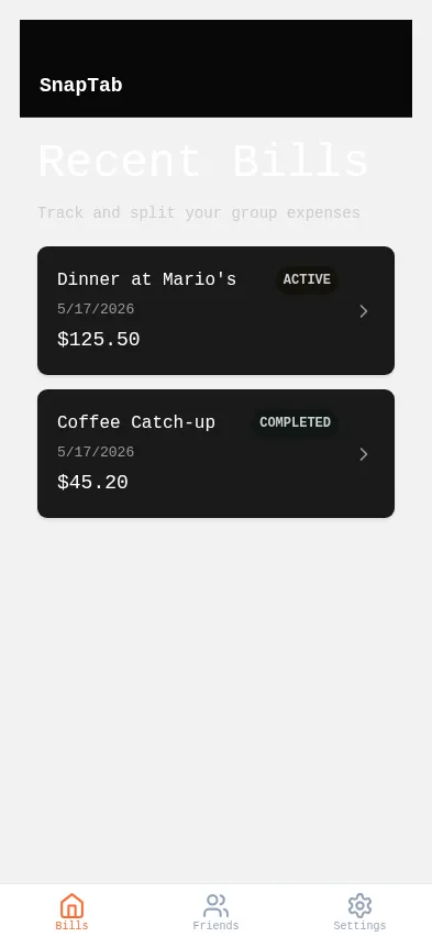 SnapTab Bill Splitter