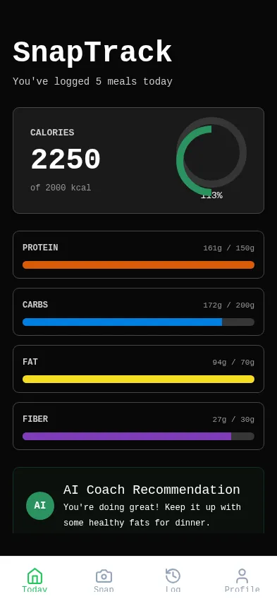 SnapTrack Nutrition App