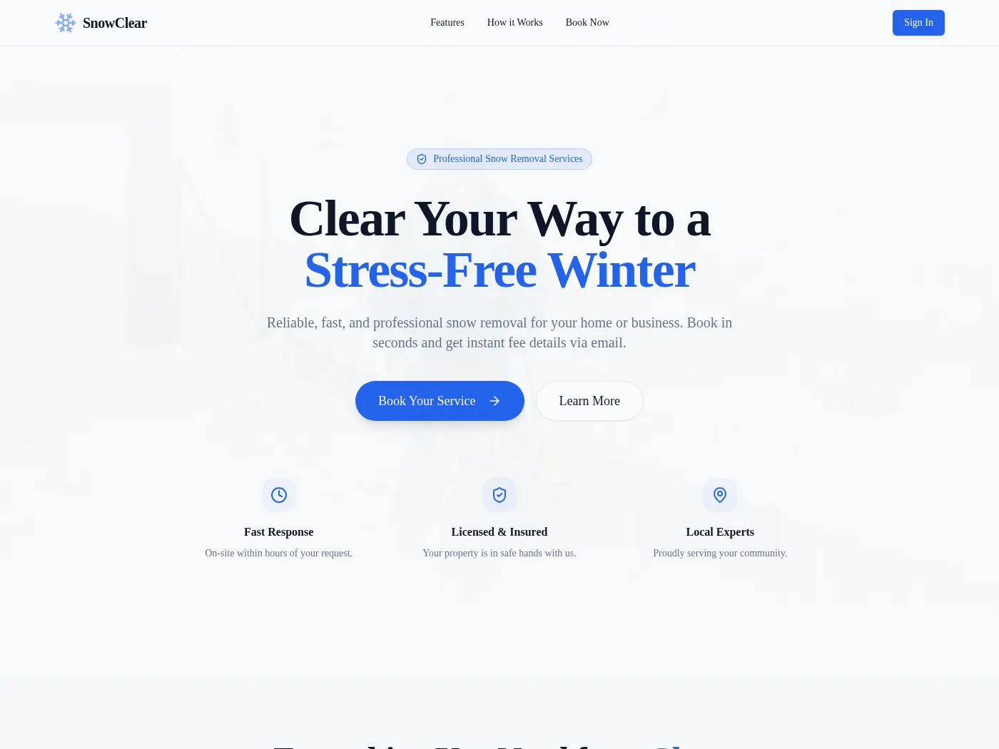 SnowClear Booking