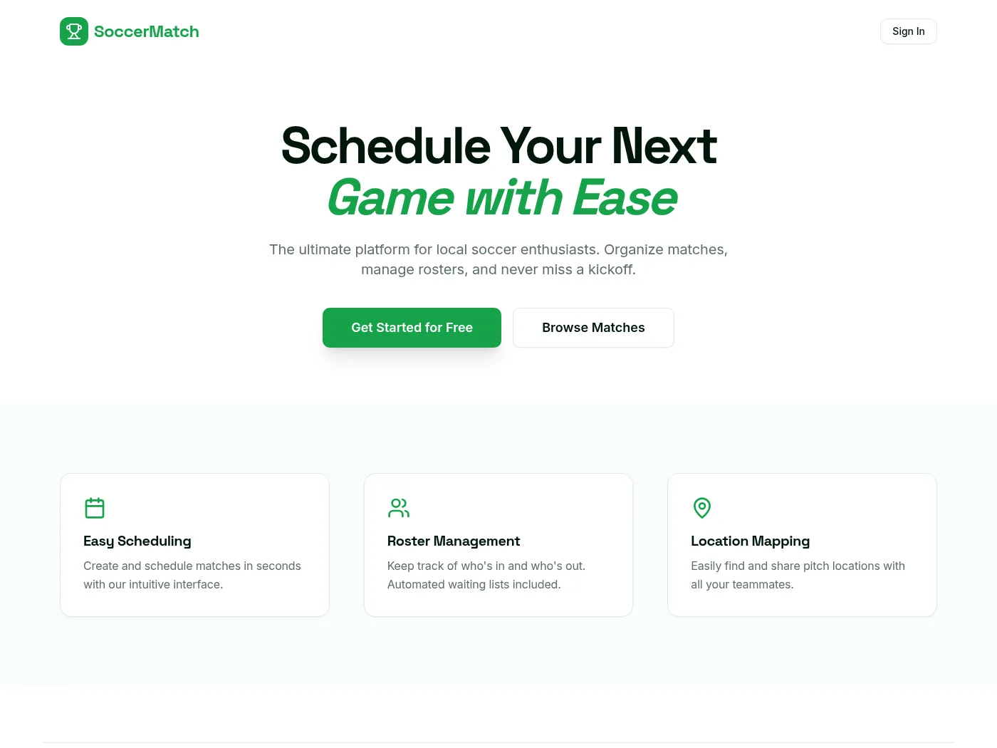 Soccer Match Scheduler