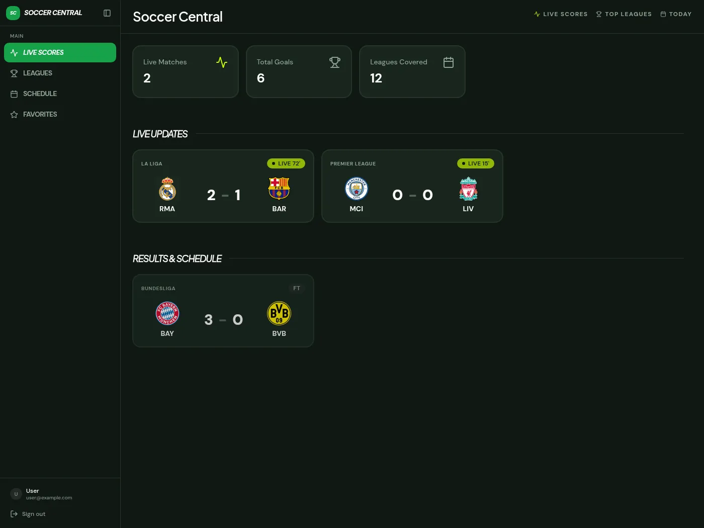 Soccer Scoreboard Hub