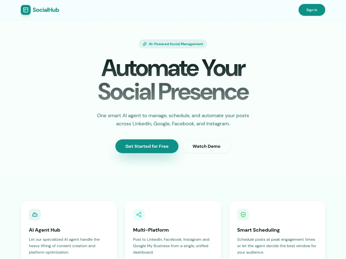 Social AI Agent Hub