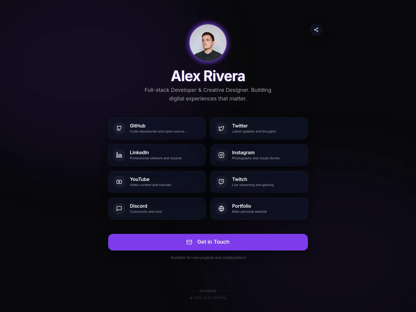 All My Socials Hub
