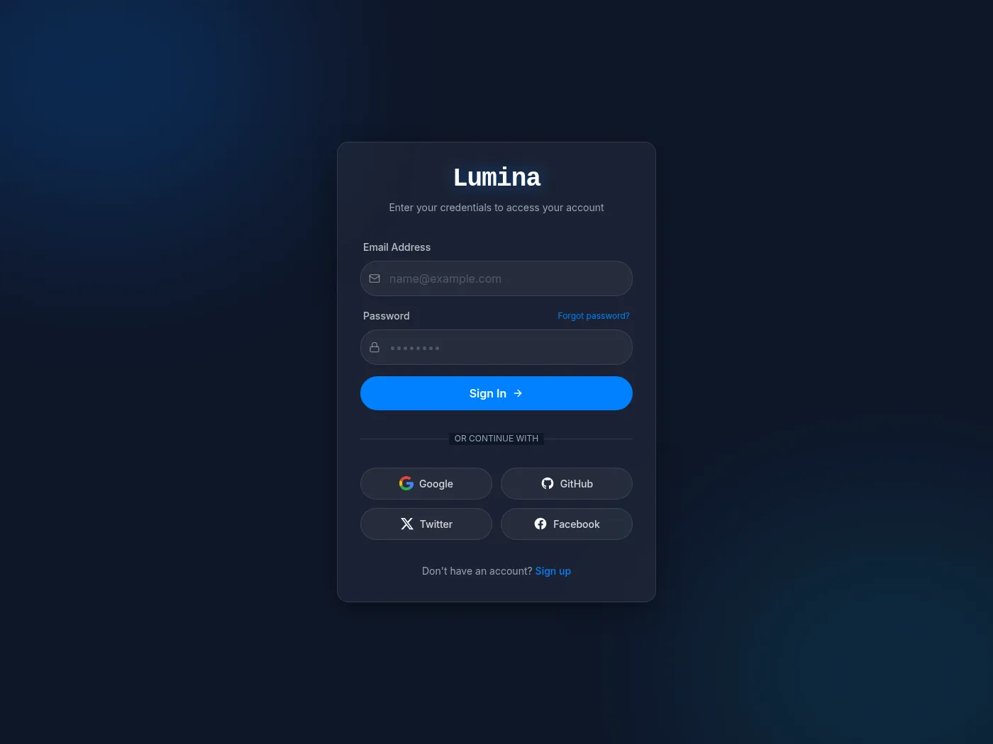 Social Login Landing