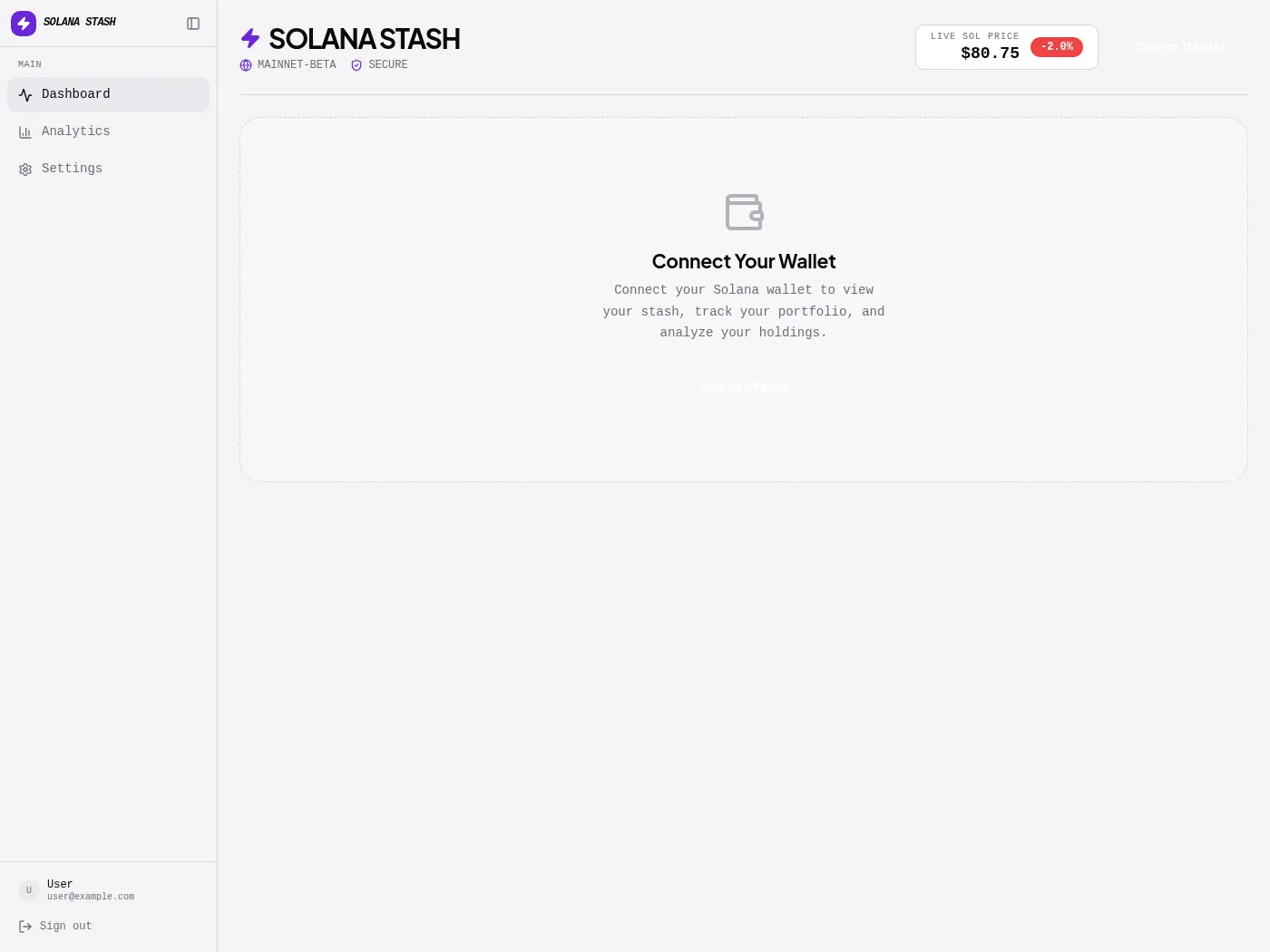 Solana Stash Tracker
