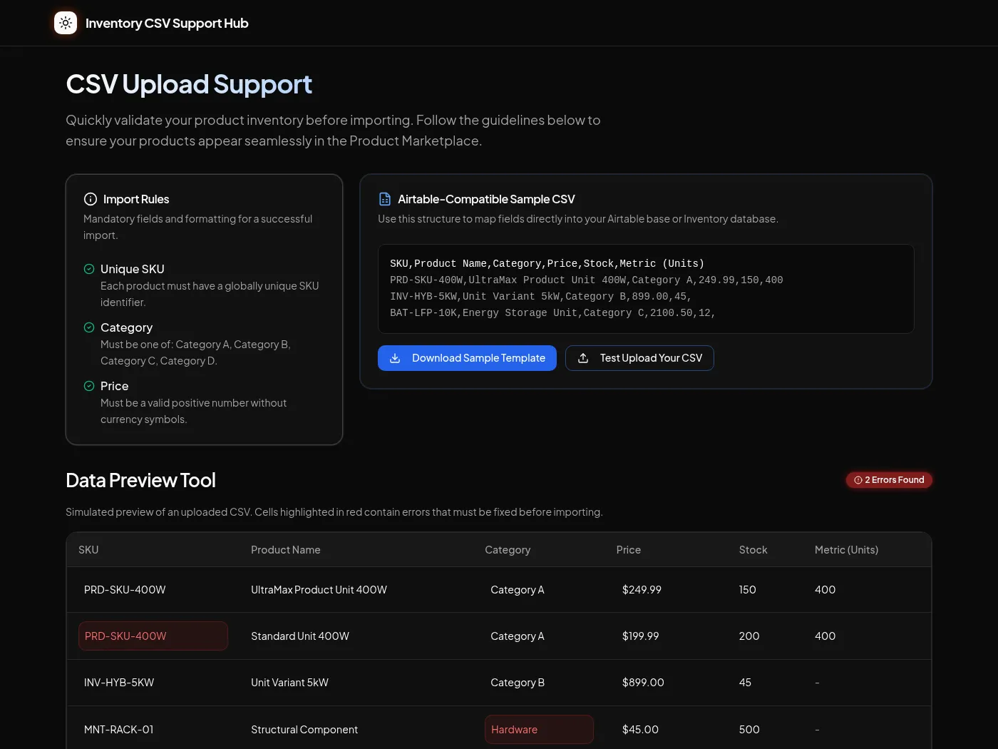CSV Support Hub