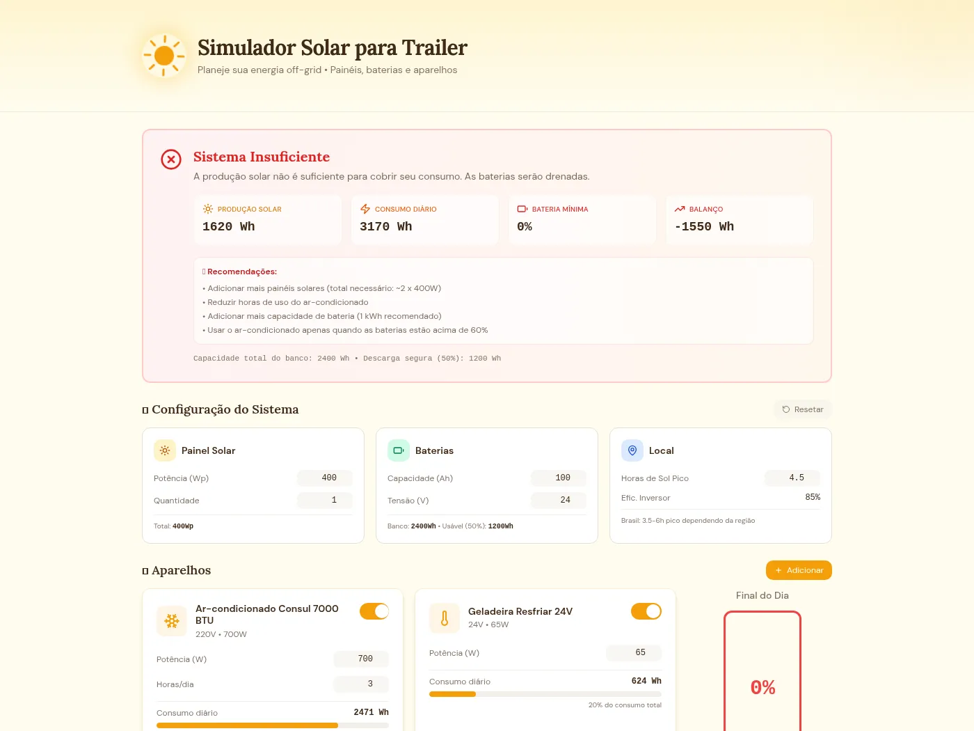 Trailer Solar Power Planner