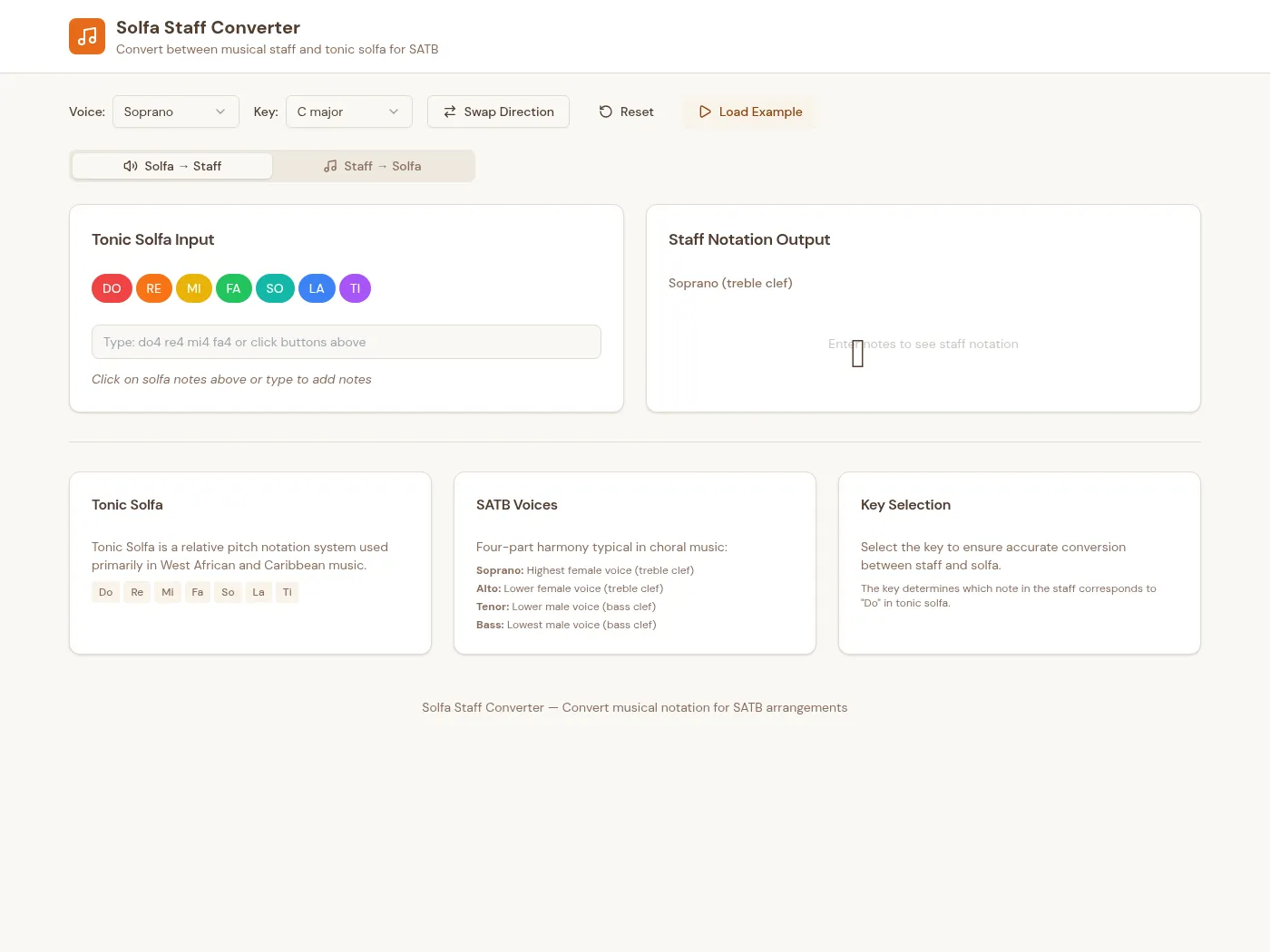 Solfa Staff Converter