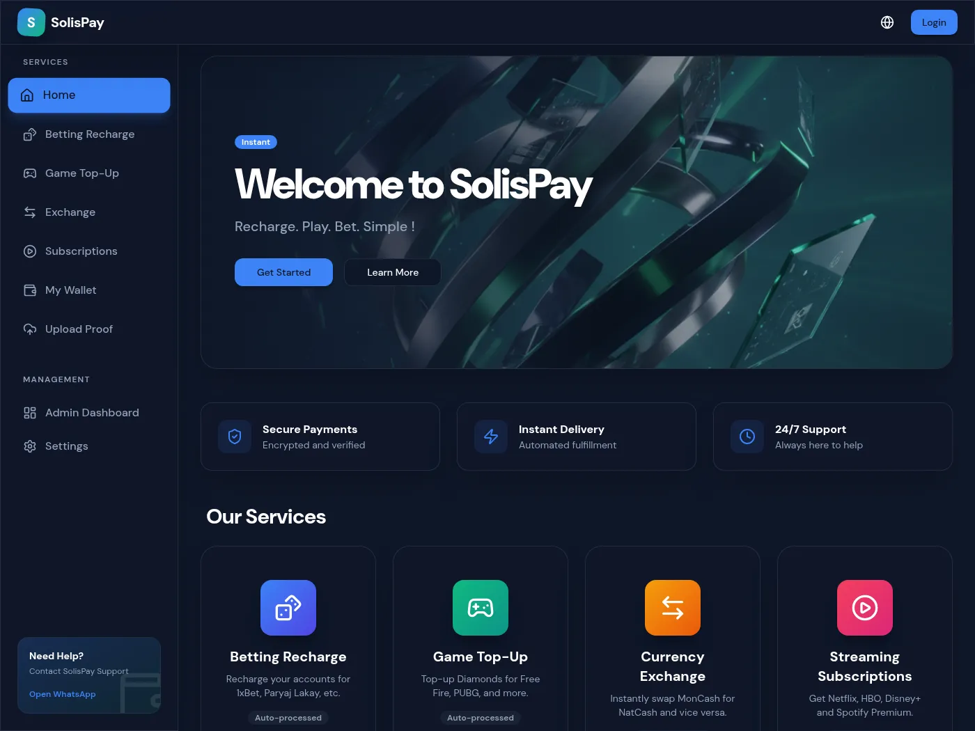 SolisPay Web App