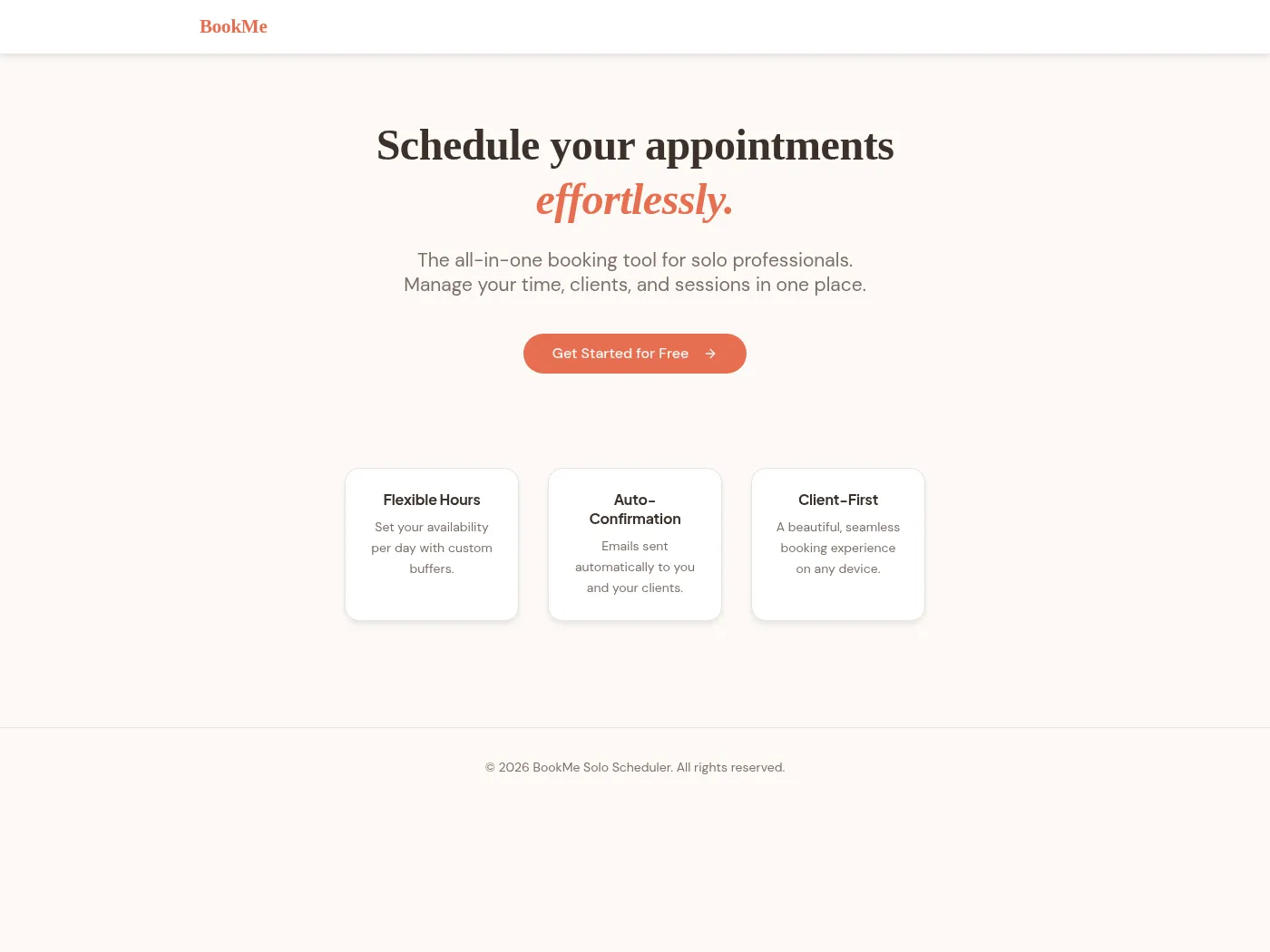 BookMe Solo Scheduler