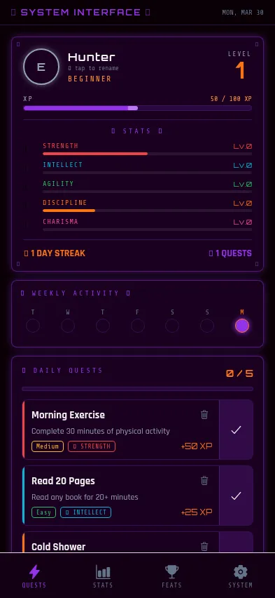 Solo Leveling Habit Quest