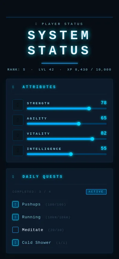 Solo Level System Dashboard