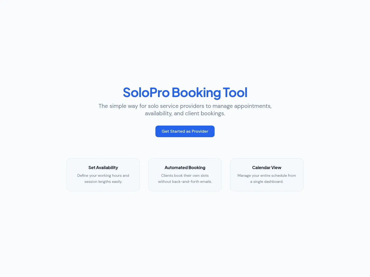 SoloPro Booking Tool