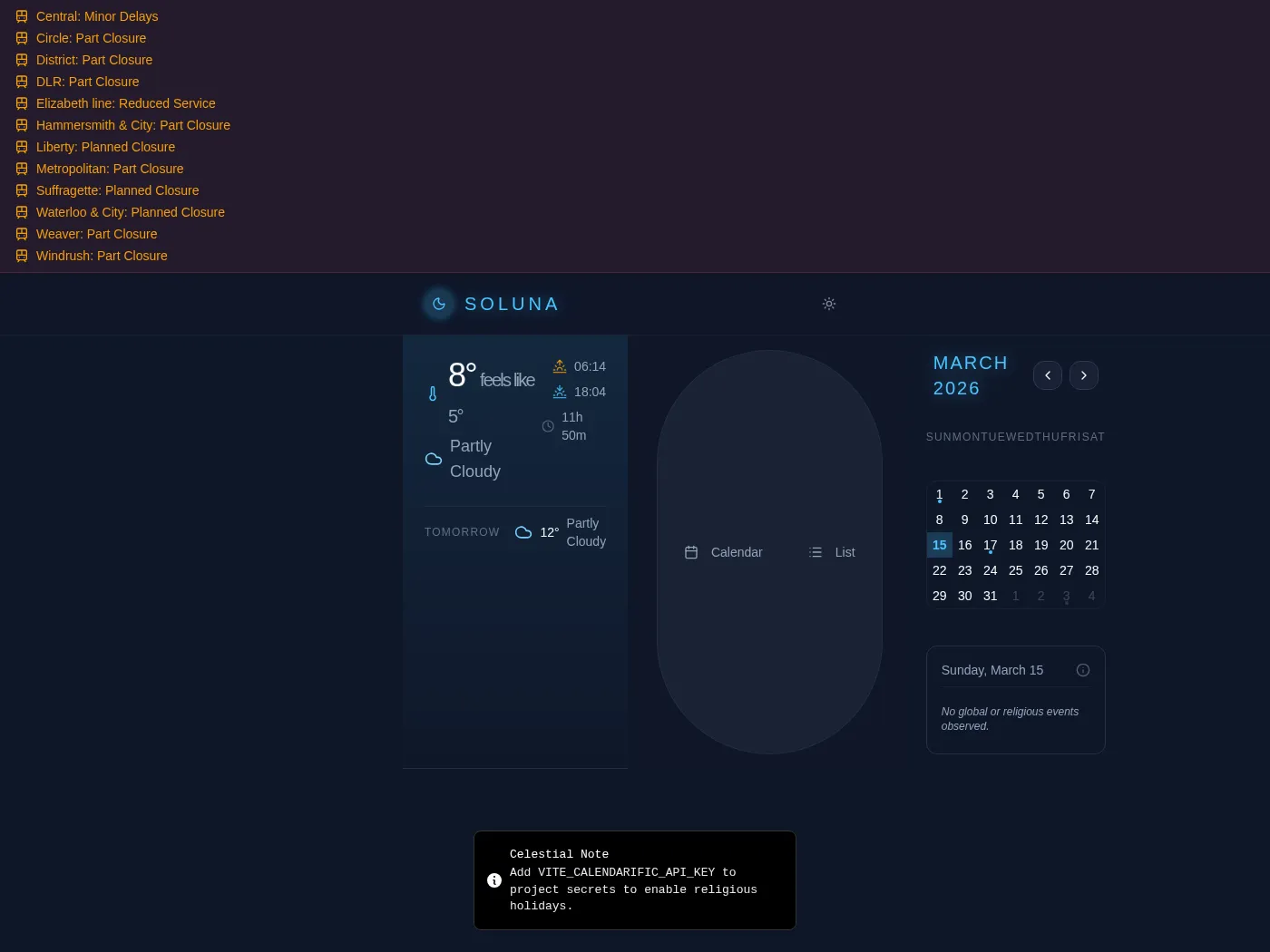 Soluna Calendar App