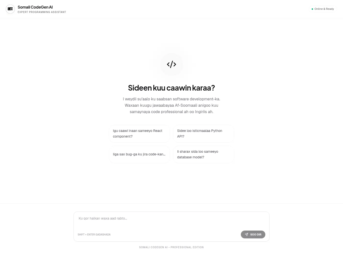 Somali CodeGen AI
