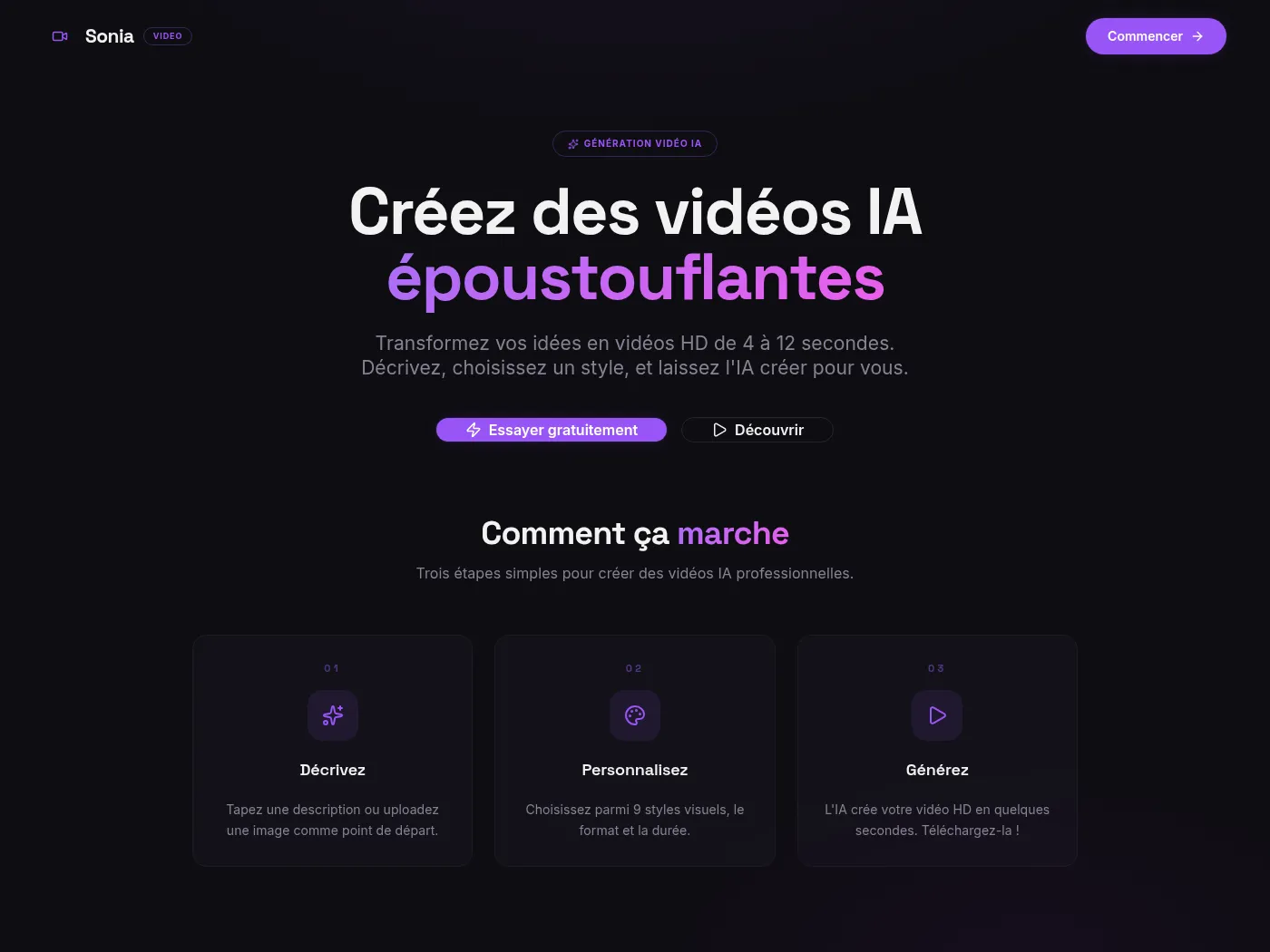 Sonia Video AI Generator