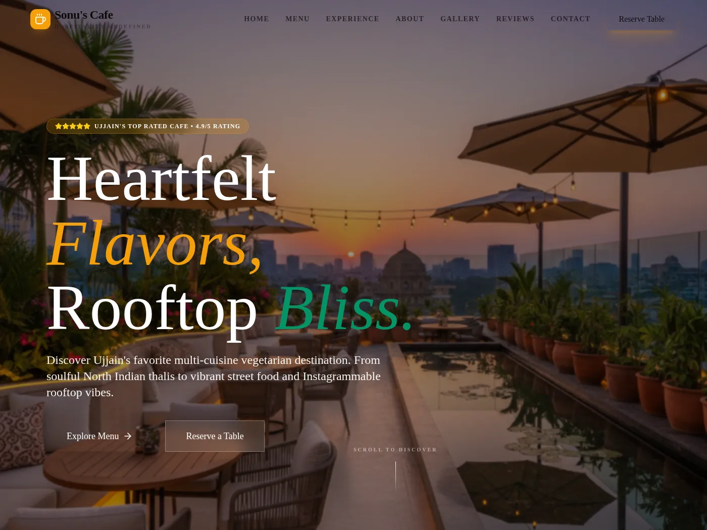 Sonu’s Cafe Website