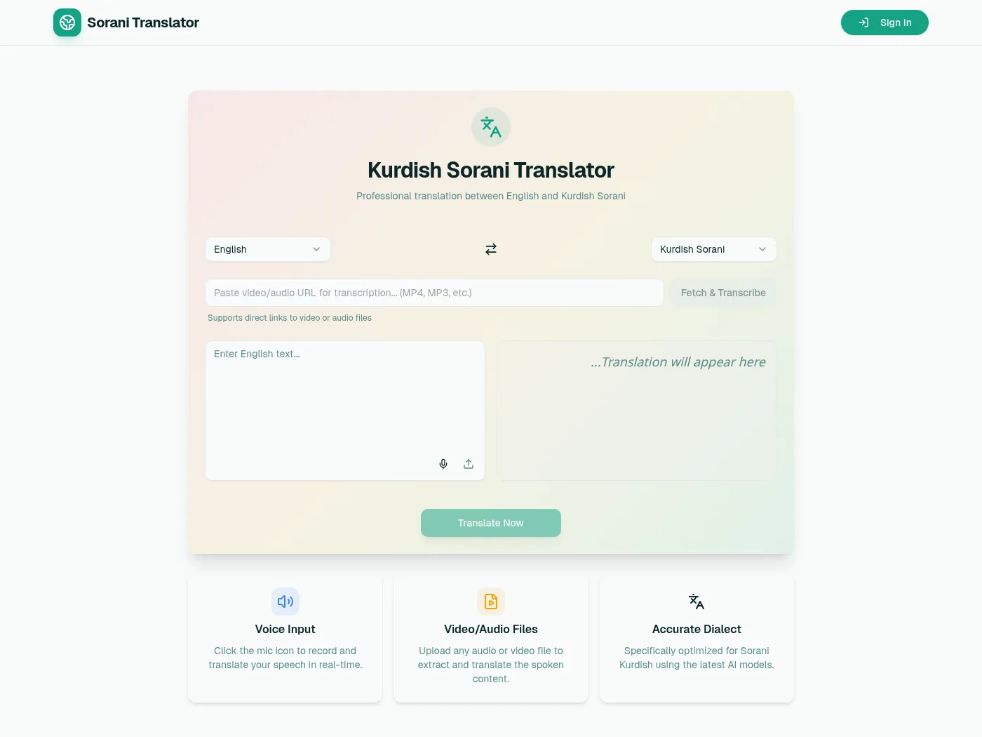 Kurdish Sorani Translator