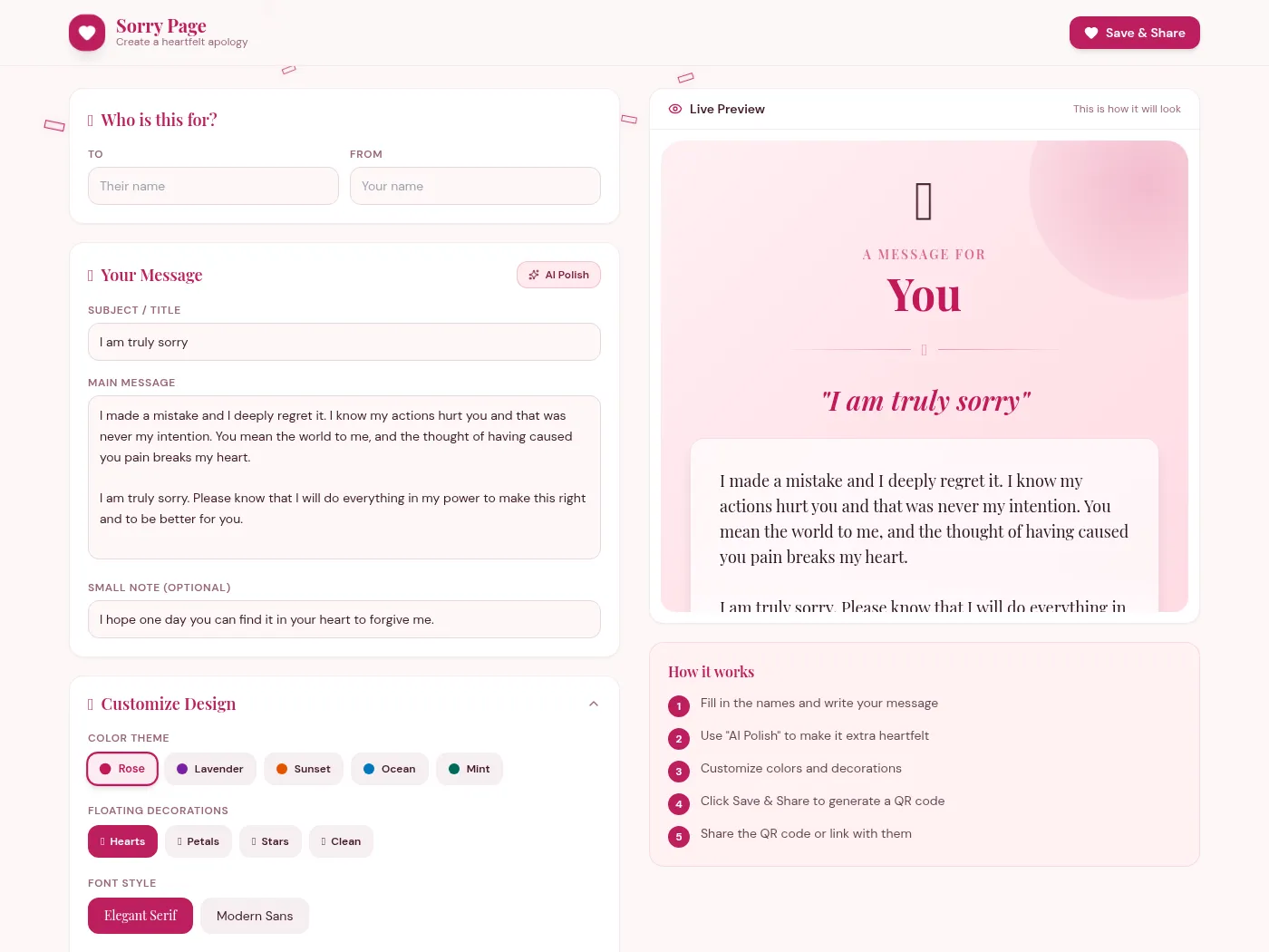 Sorry Page Generator