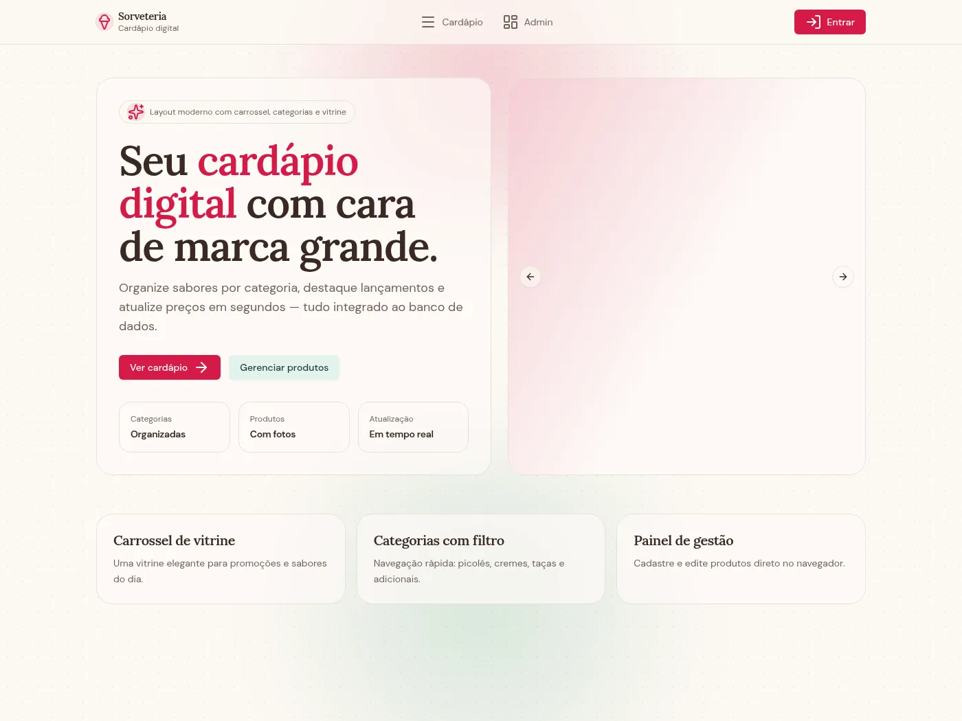Sorveteria Digital Menu