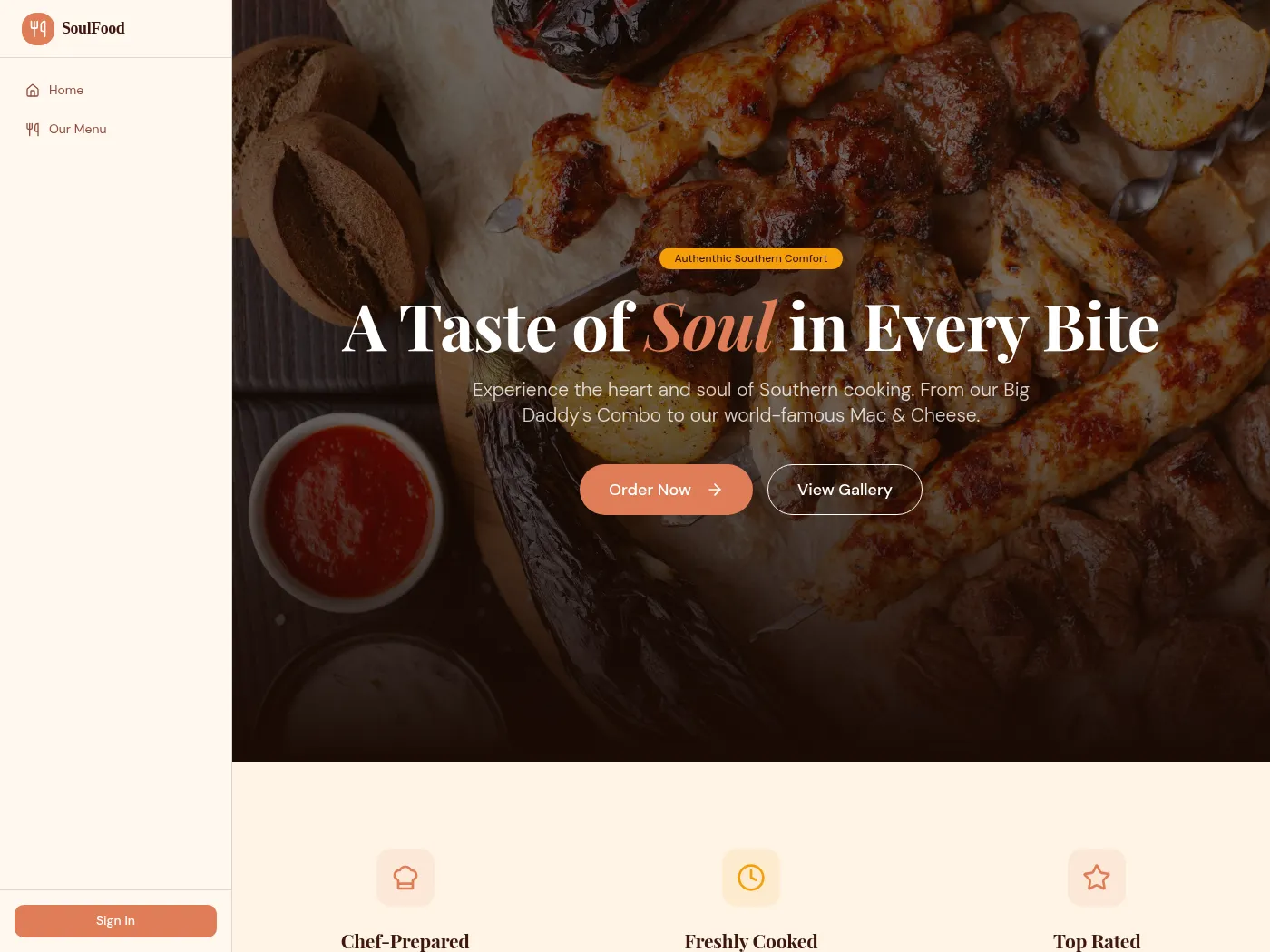 Soul Food Menu Builder