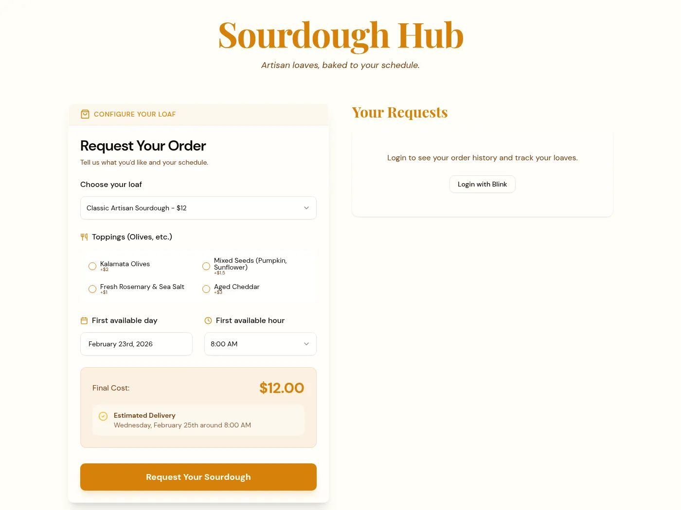 Sourdough Order Hub