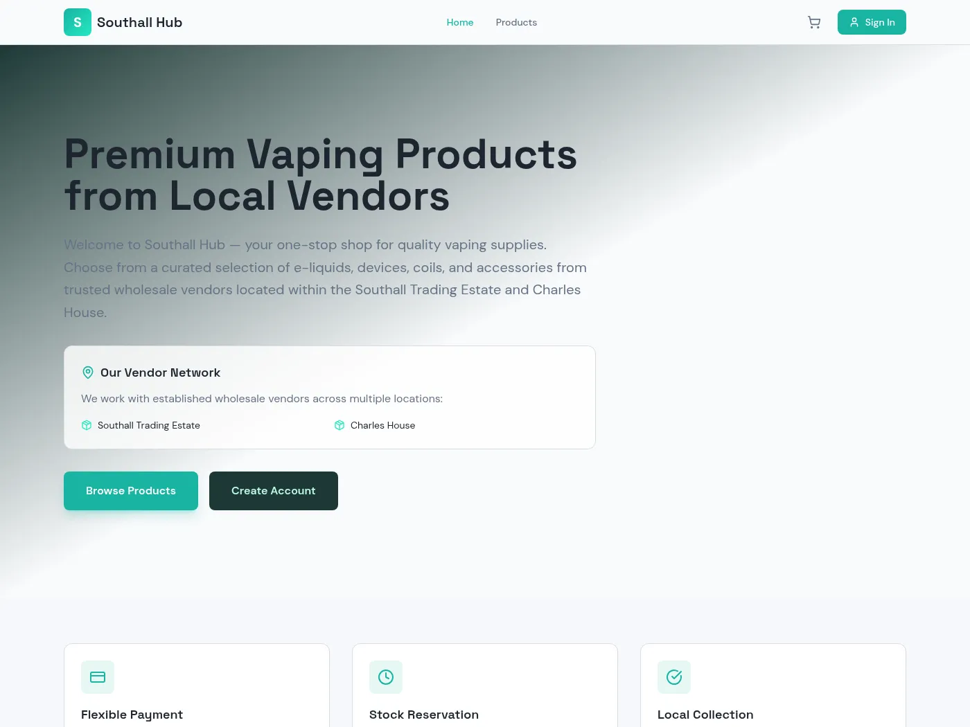 Southall Hub Vape Shop  built with AI on Blink