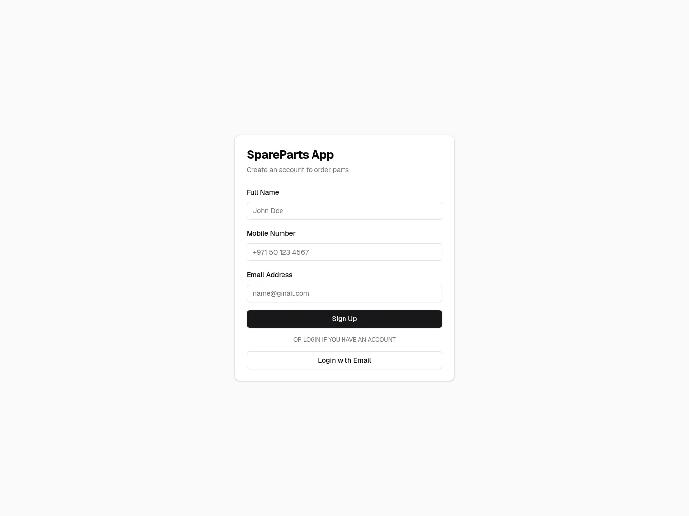 SpareParts Order App