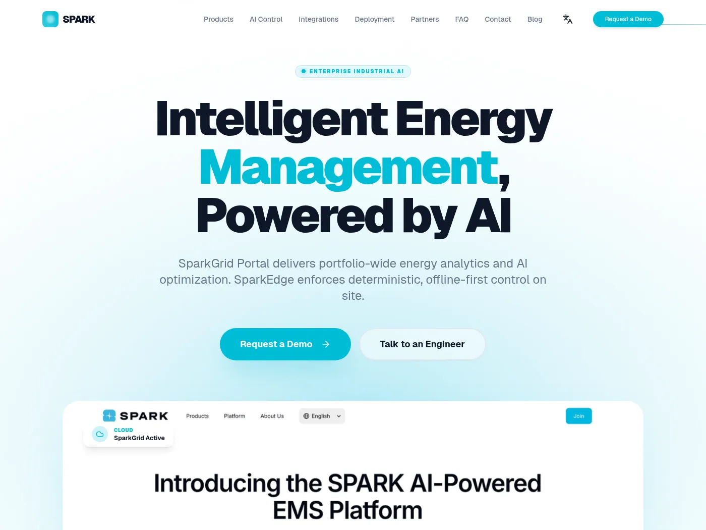 SparkGrid AI EMS Landing