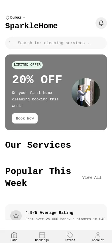 SparkleHome On-Demand Cleaning
