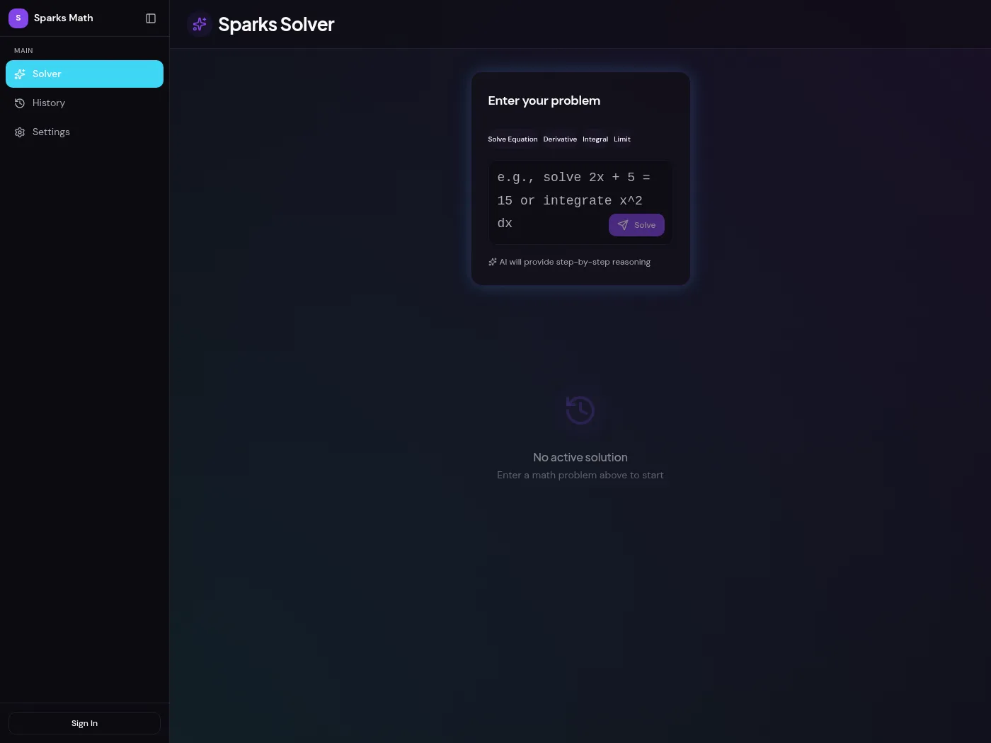 Sparks Math Solver