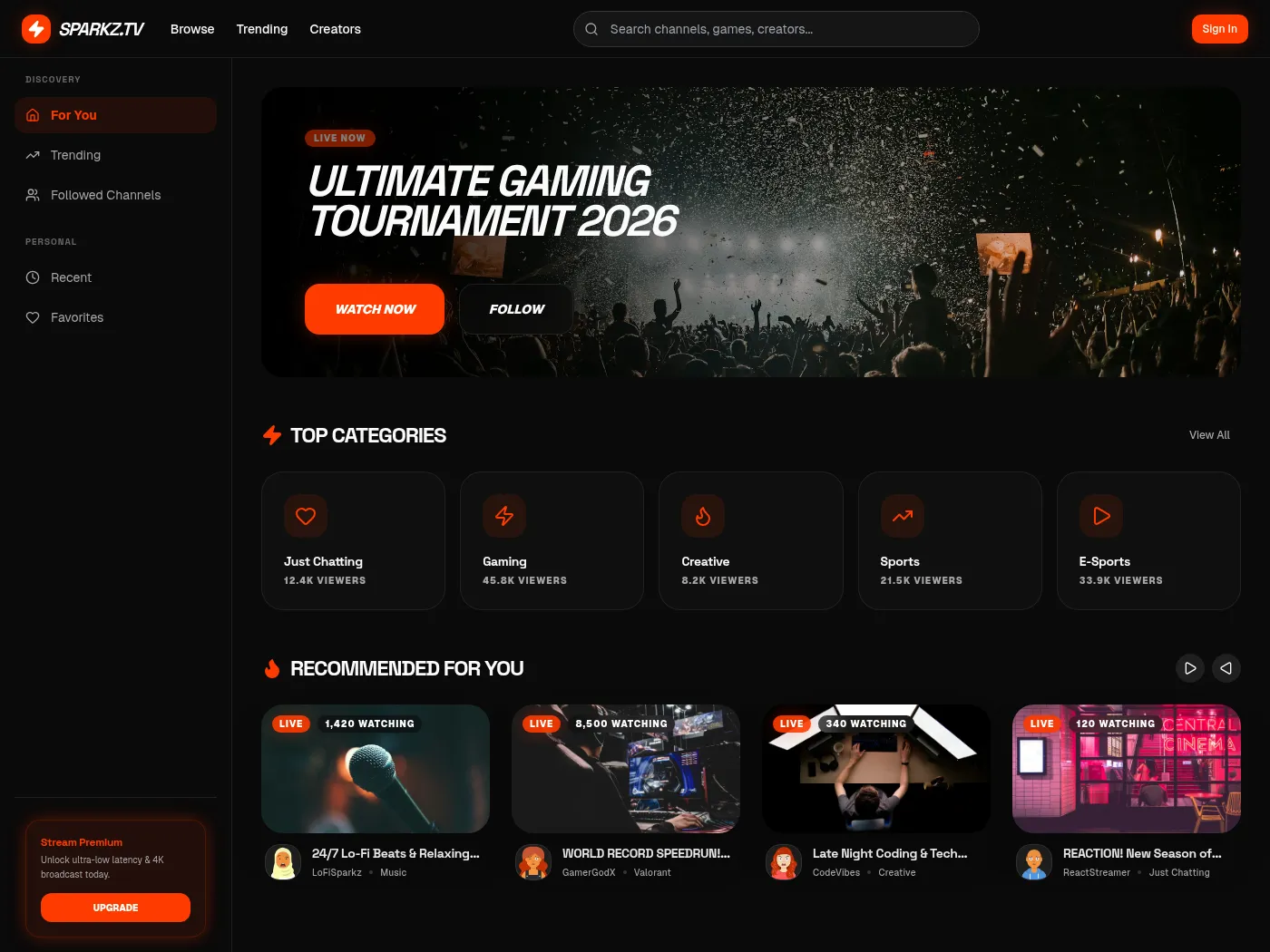 SPARKZ.TV Streaming Platform