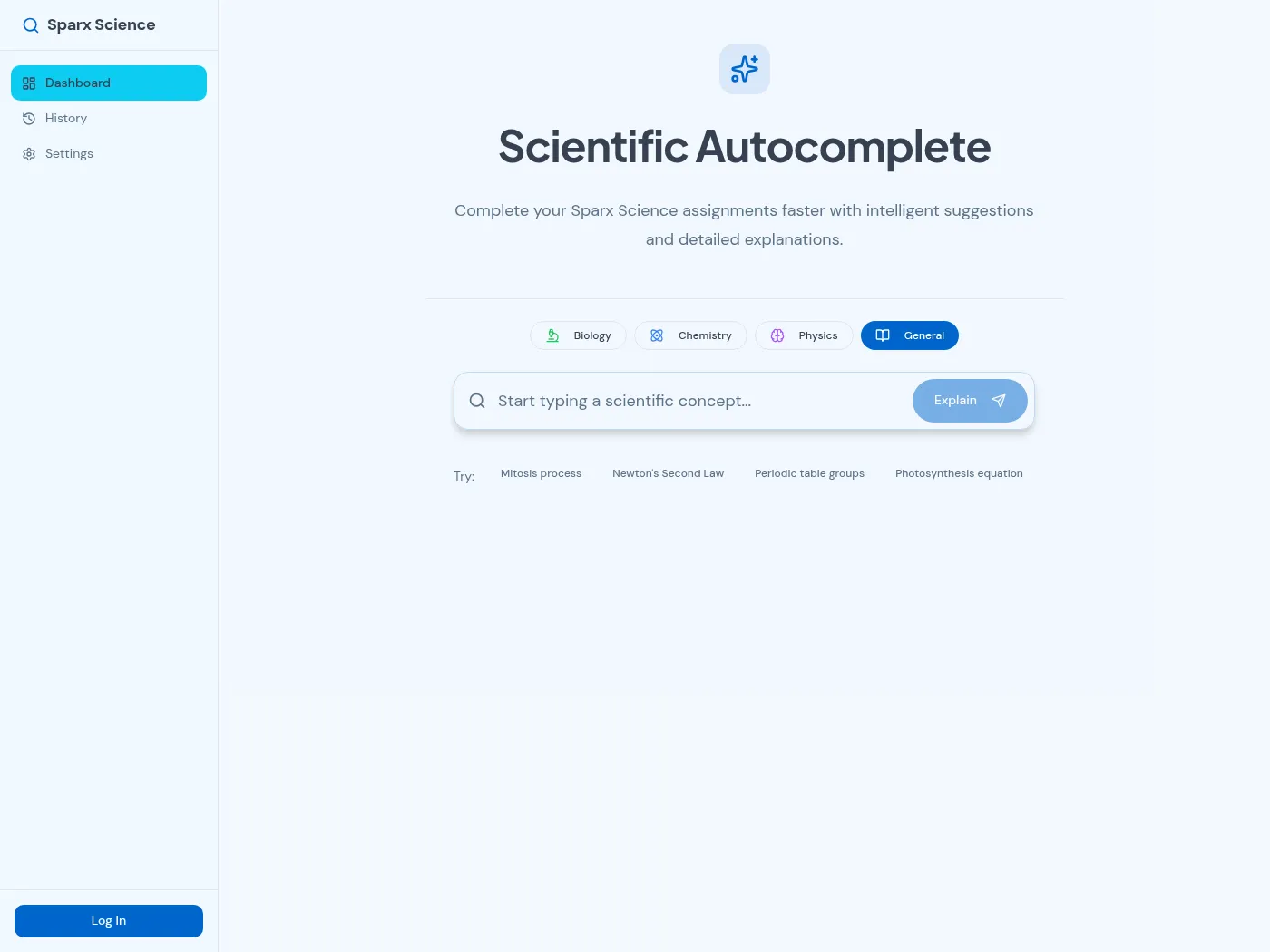 Sparx Science Autocomplete