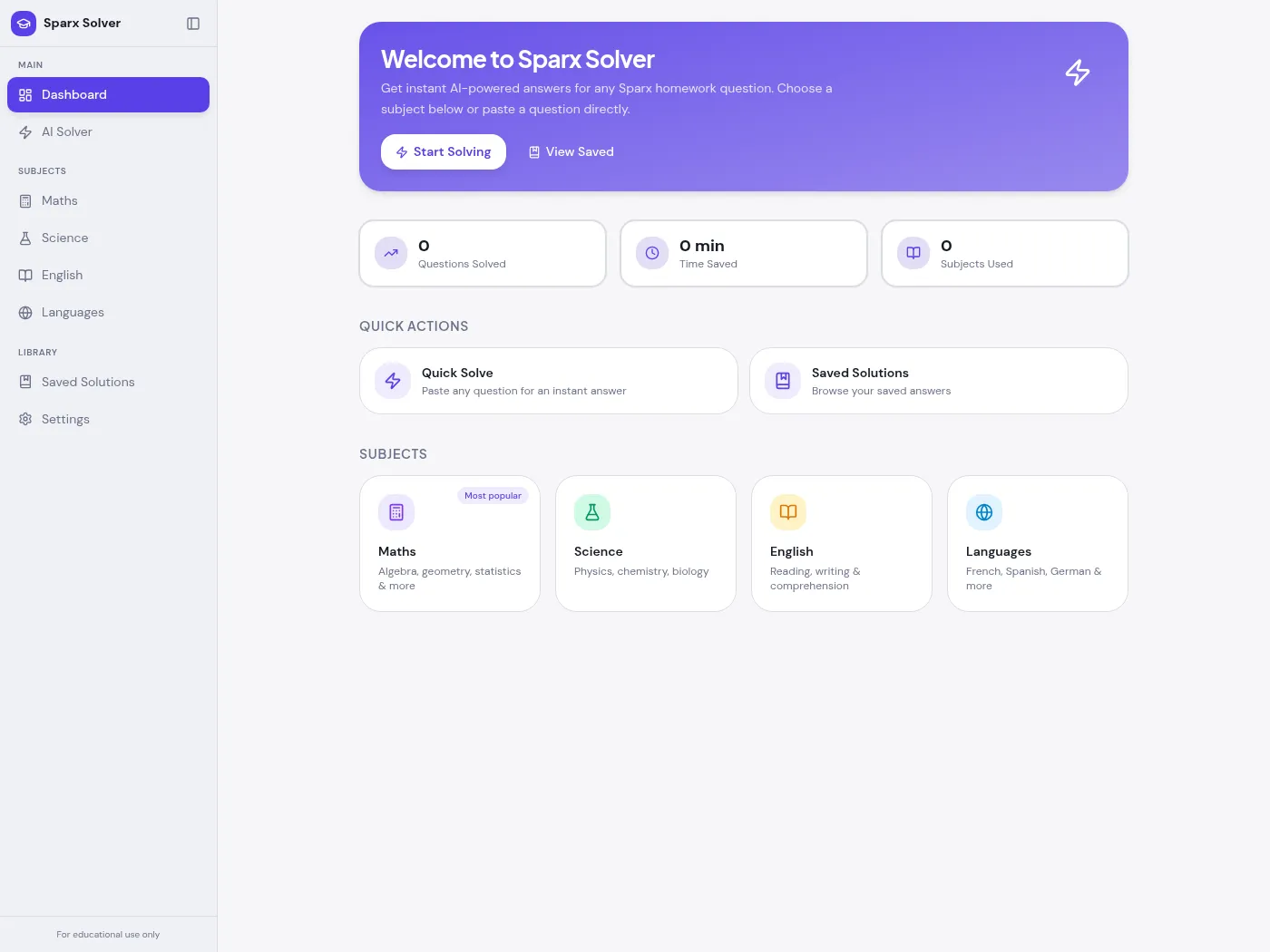 Sparx Solver Dashboard